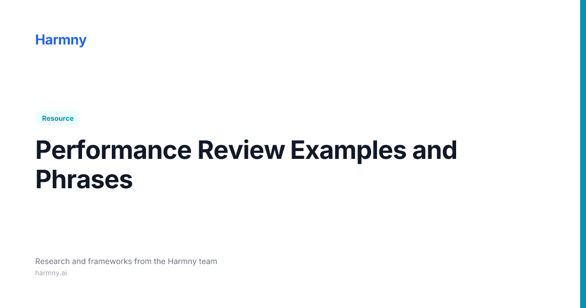 Performance review examples and phrases that actually work — Harmny